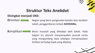 PPT TEKS ANEKDOT (1).pdf Pengertian. ciri-ciri, jenis, struktur | PDF