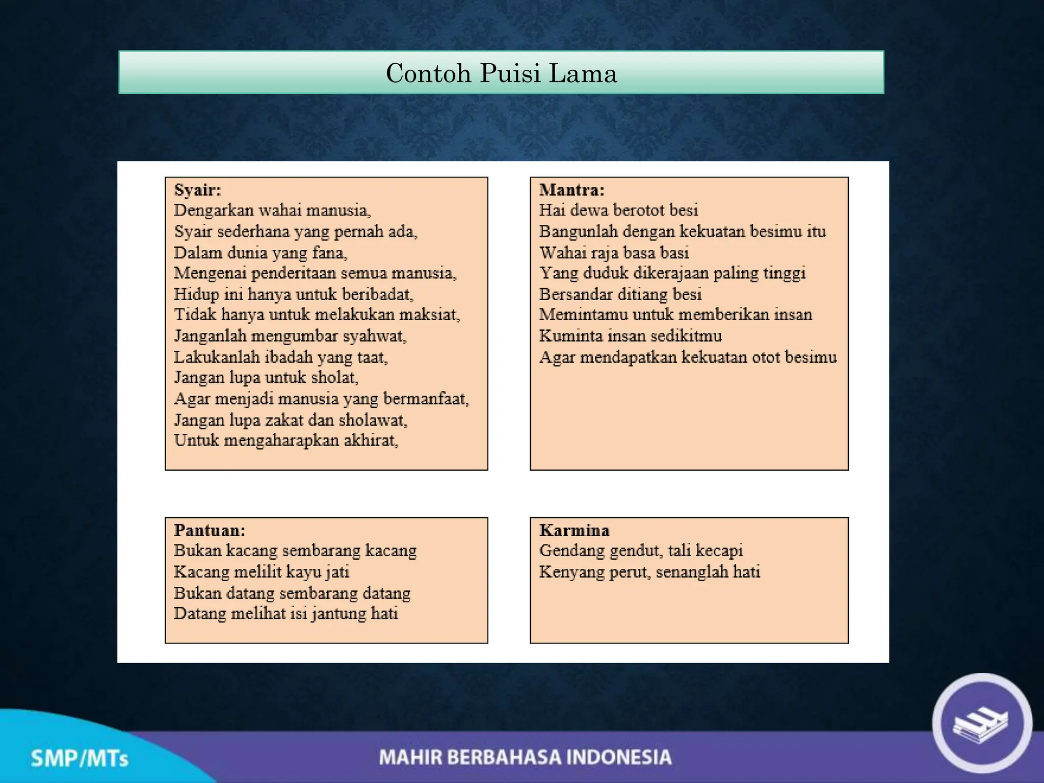 PPT Teks Puisi sebagai bahan ajar di kelas 8 smp | PPTX