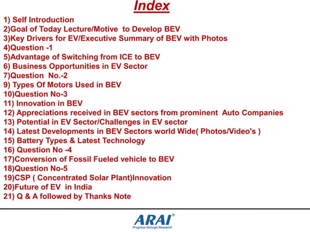 BEV ( Battery Operated Electric Vehicles) PPT | PDF