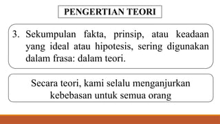 PPT TEORI - PENGERTIAN TEORI BAGAIMANA TEORI TERBENTUK | PPTX