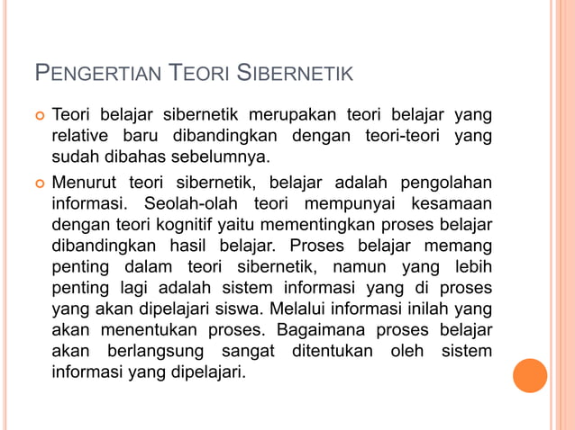 Ppt teori belajar sibernetik | PPTX
