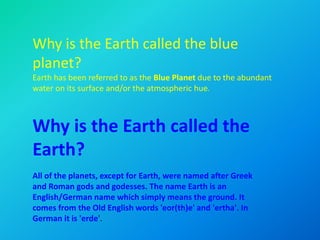 The Blue Planet- Earth | PPTX