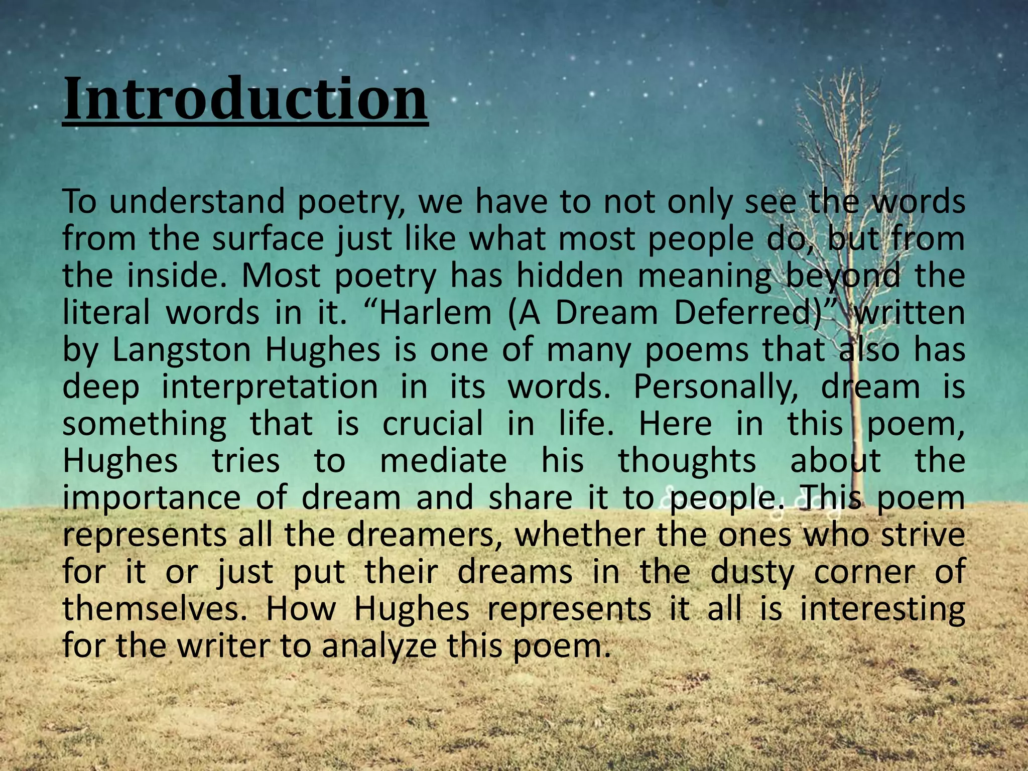 The Importance and Meaning of Dream in Langston Hughes' "Dream (A ...