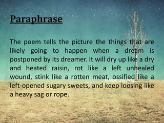 The Importance and Meaning of Dream in Langston Hughes' "Dream (A ...
