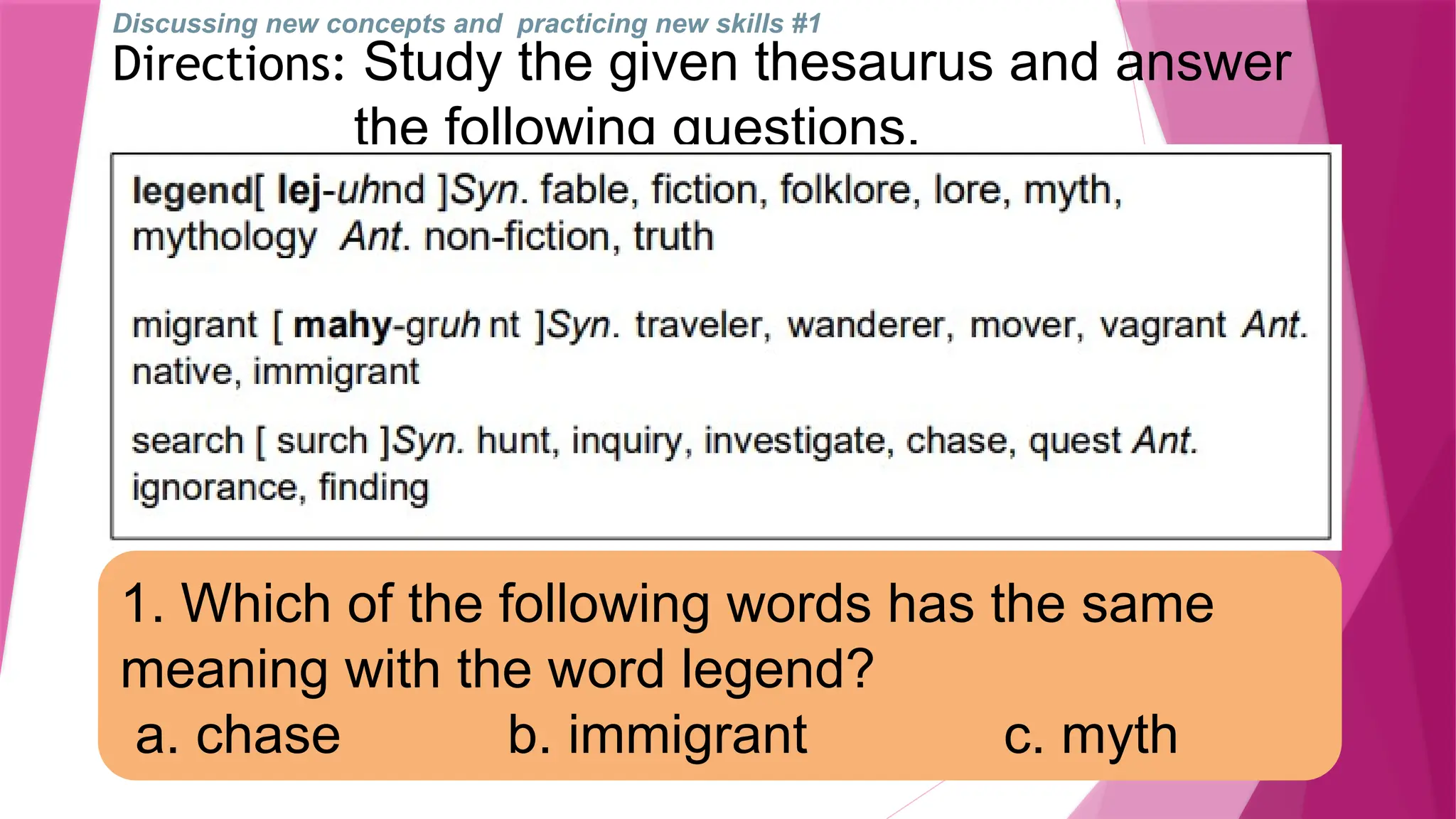 getting meaning through dictionary and thesaurus | PPTX