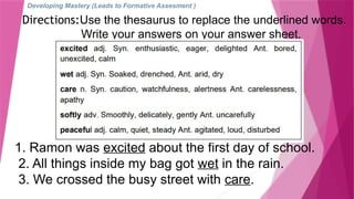 getting meaning through dictionary and thesaurus | PPTX | Internet for ...