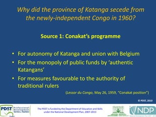Ppt the secession of katanga, 1960 65 | PPT
