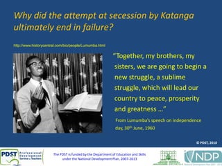 Ppt the secession of katanga, 1960 65 | PPT