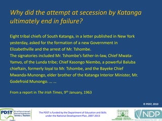 Ppt the secession of katanga, 1960 65 | PPT