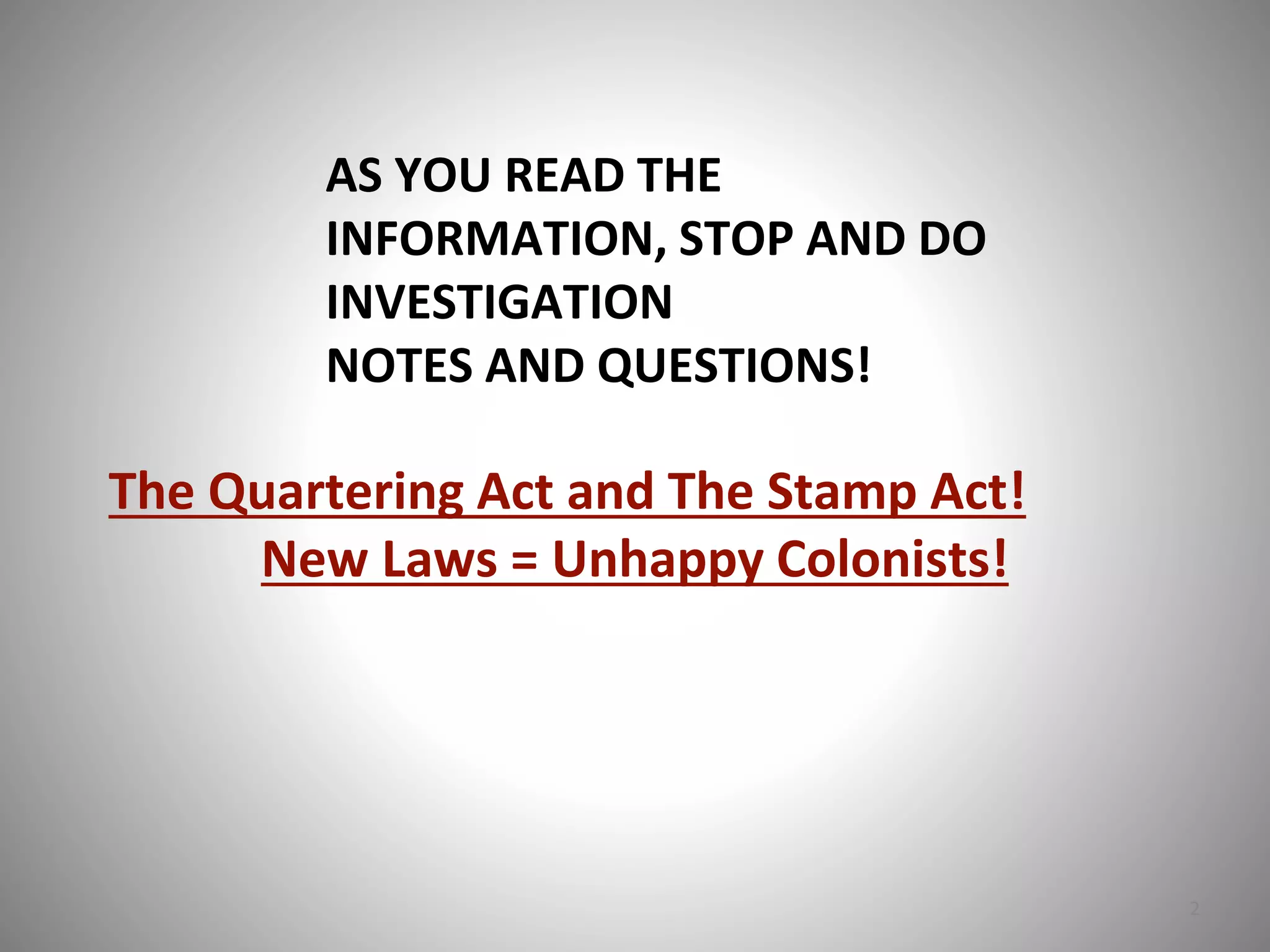 Ppt the stamp act and quartering act copy | PPSX