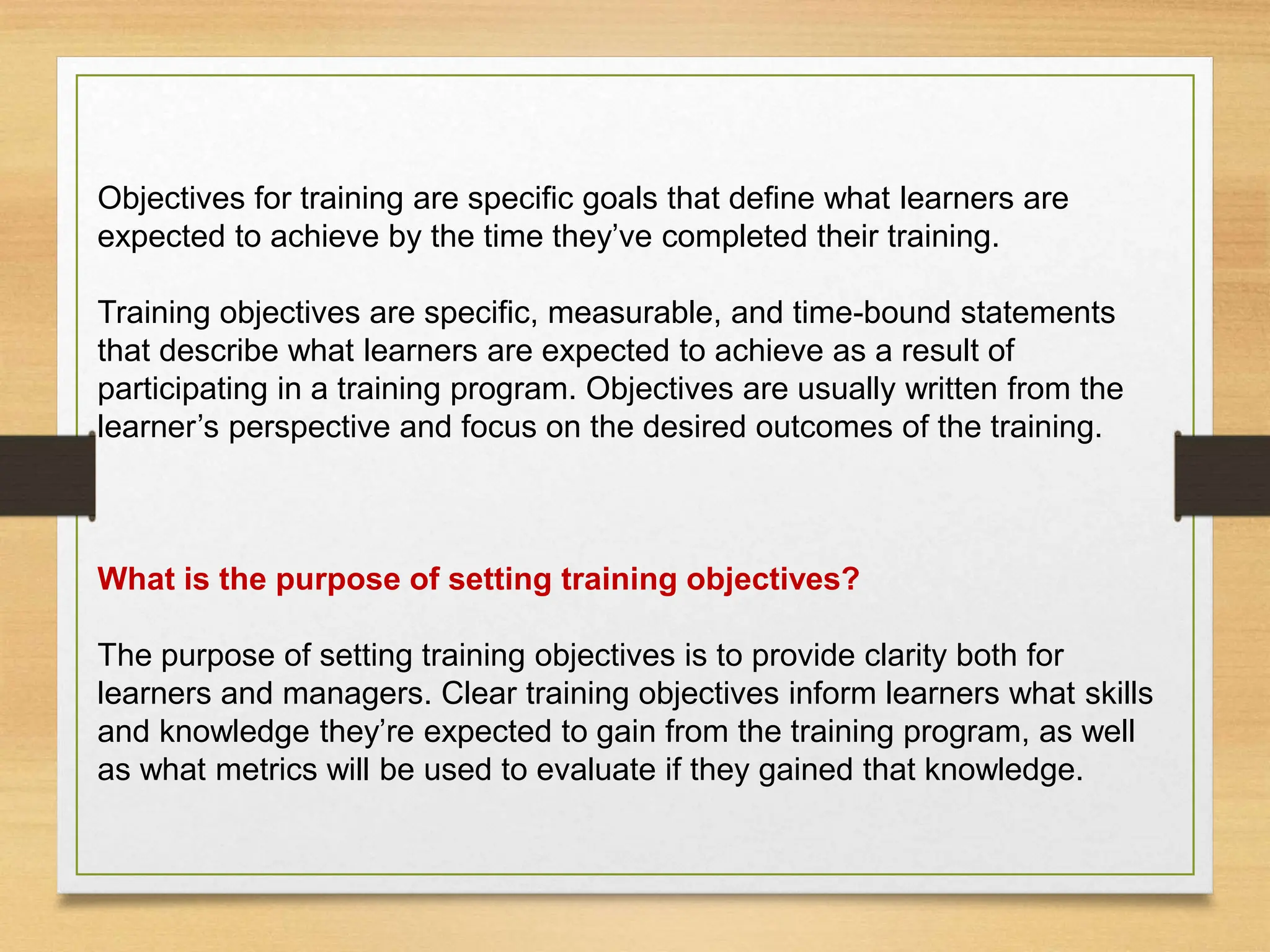 Training Methods and Training Objectives | PPT