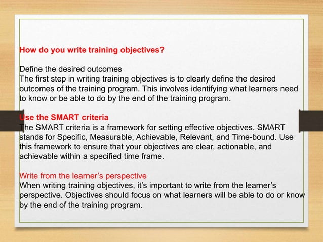 Training Methods and Training Objectives | PPT
