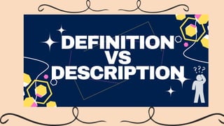 Definition vs. Description power point for highschool | PPTX