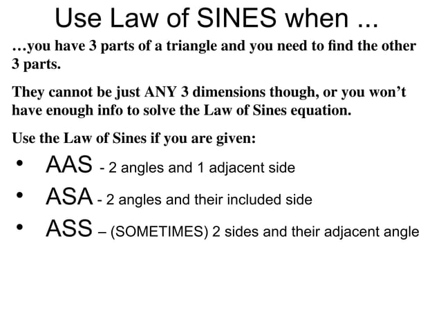 PPT Topic 1-Law of Sines.ppt with formulas | PPT