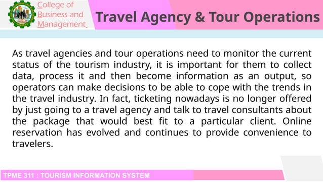 PowerPoint Presentation for Tourism Students | PPT