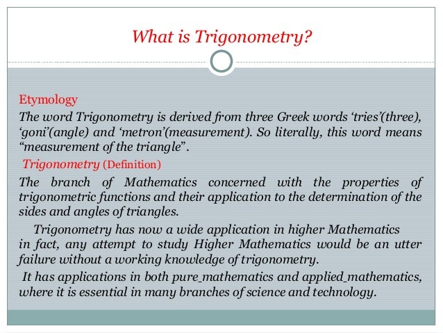 trigonometry and applications