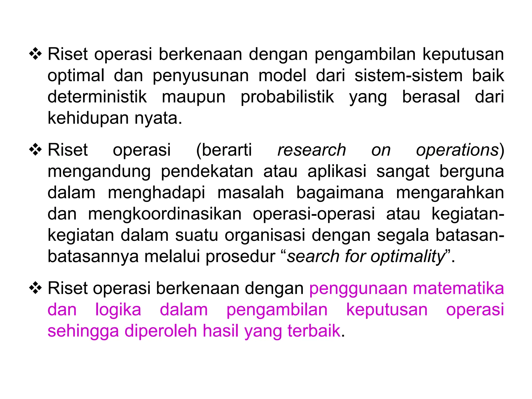 Mata Kuliah Teknik Riset Operasional S1 P | PPTX