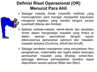 Mata Kuliah Teknik Riset Operasional S1 P | PPTX