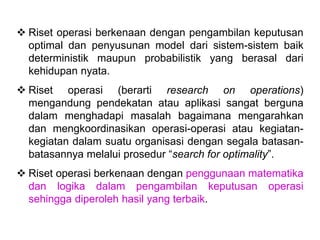 Mata Kuliah Teknik Riset Operasional S1 P | PPTX