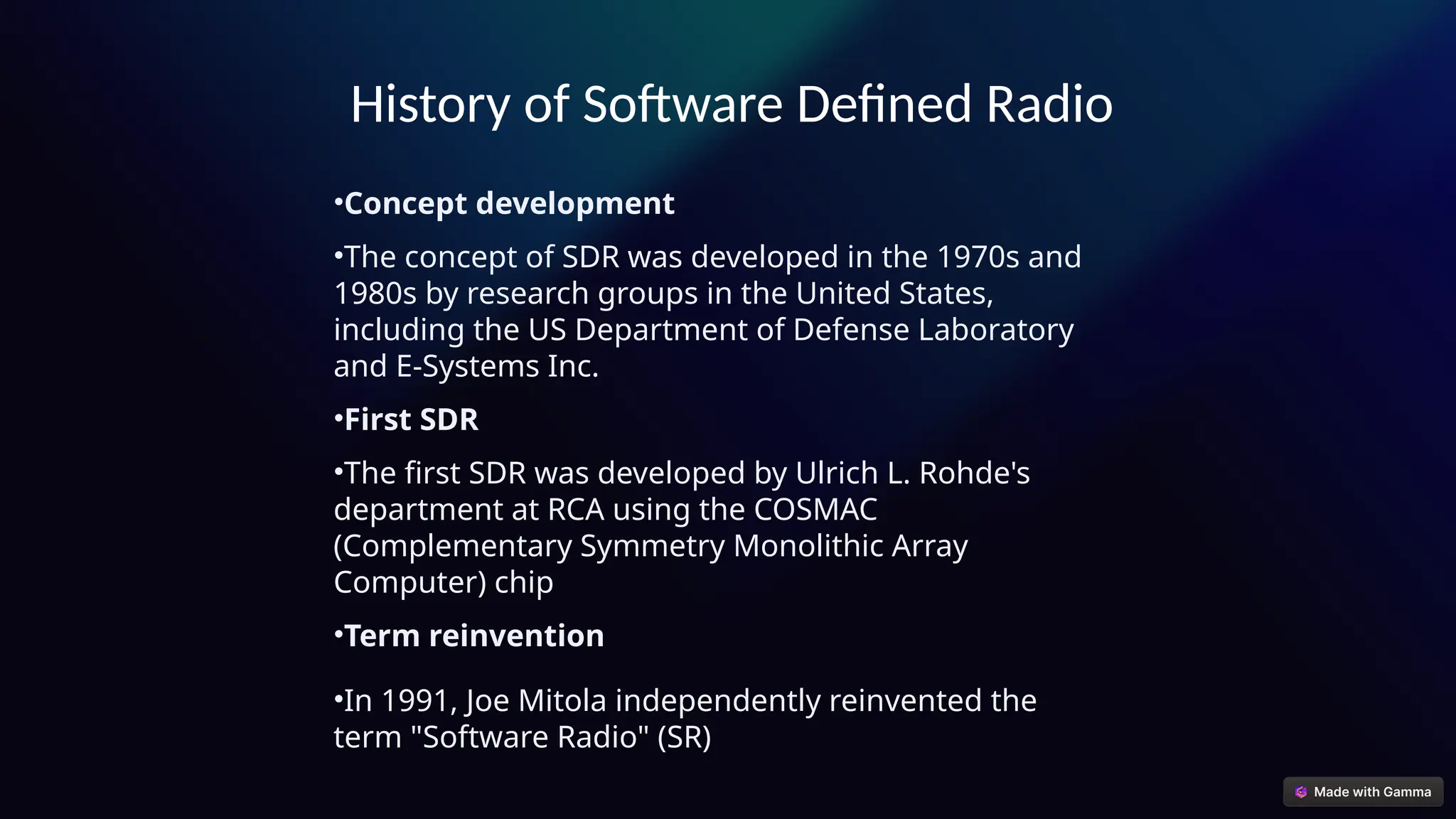 SOFTWARE DEFINED RADIO.Definition,hardware,software and applications | PPTX