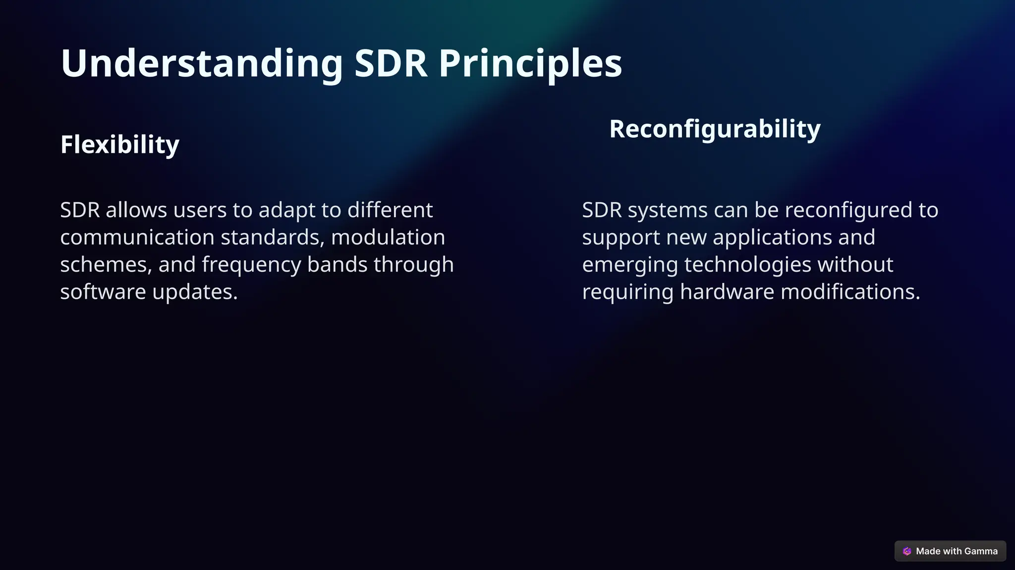 SOFTWARE DEFINED RADIO.Definition,hardware,software and applications | PPTX