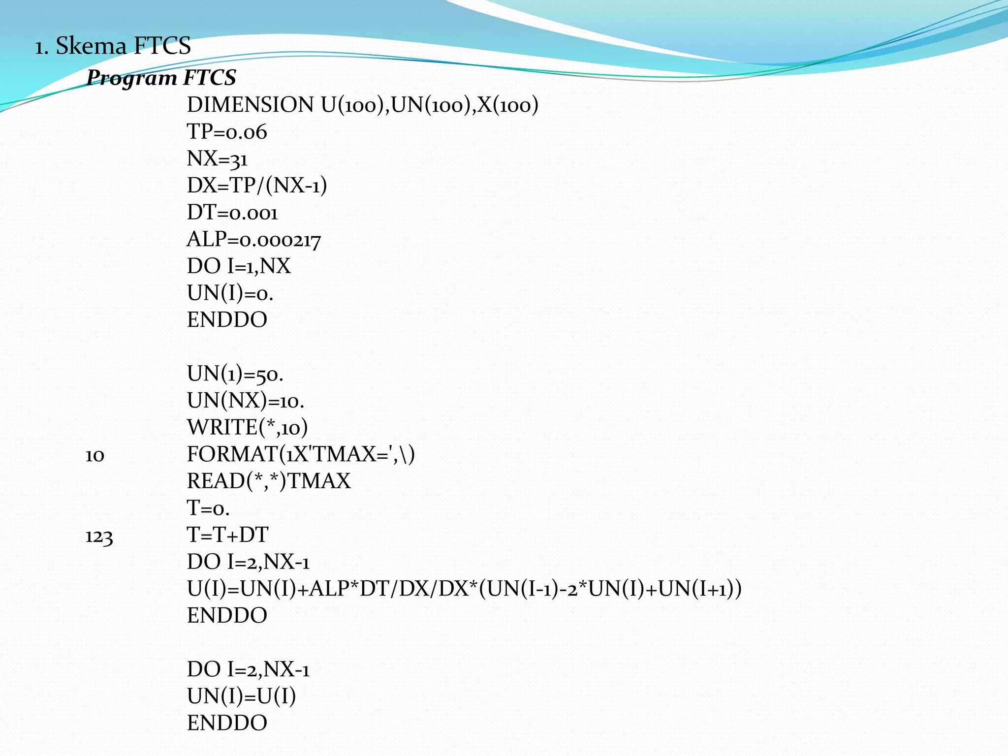 Ppt tugas 1 metode ftcs, laasonen | PPTX