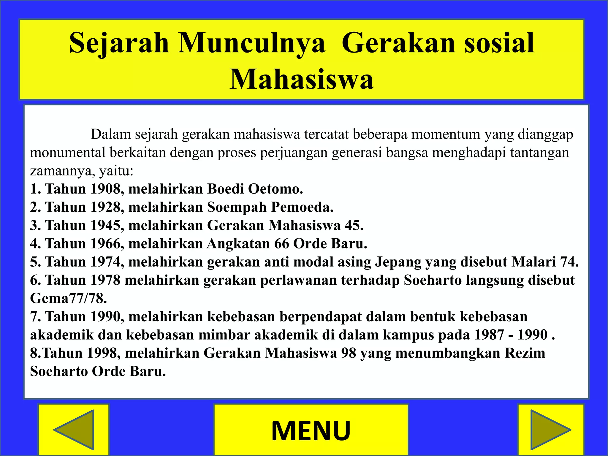 Ppt tugas sejarah sosial Pergerakan Mahasiswa | PPTX