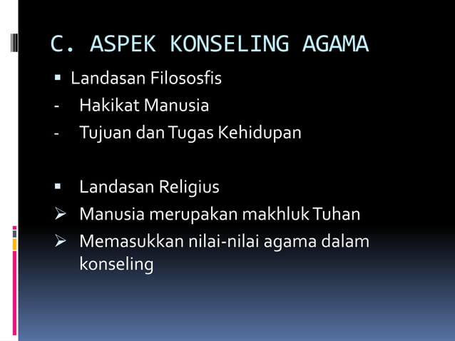 Ppt tujuan dan aspek aspek konseling agama | PPT
