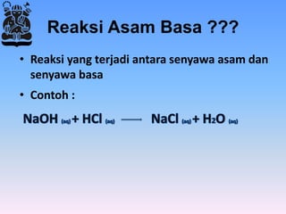 Bahan Presentasi Reaksi Asam Basa dan Ionik | PPTX