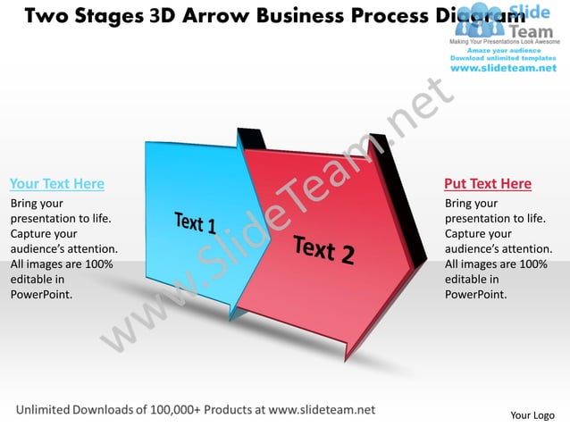 Ppt two stages 3d arrow business process diagram powerpoint templates | PPT