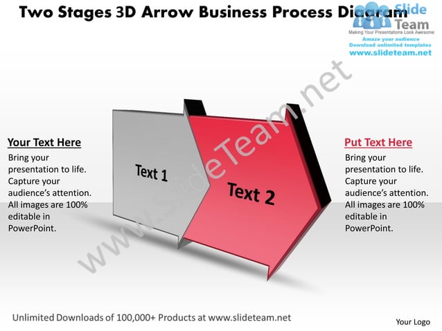 Ppt two stages 3d arrow business process diagram powerpoint templates | PPT