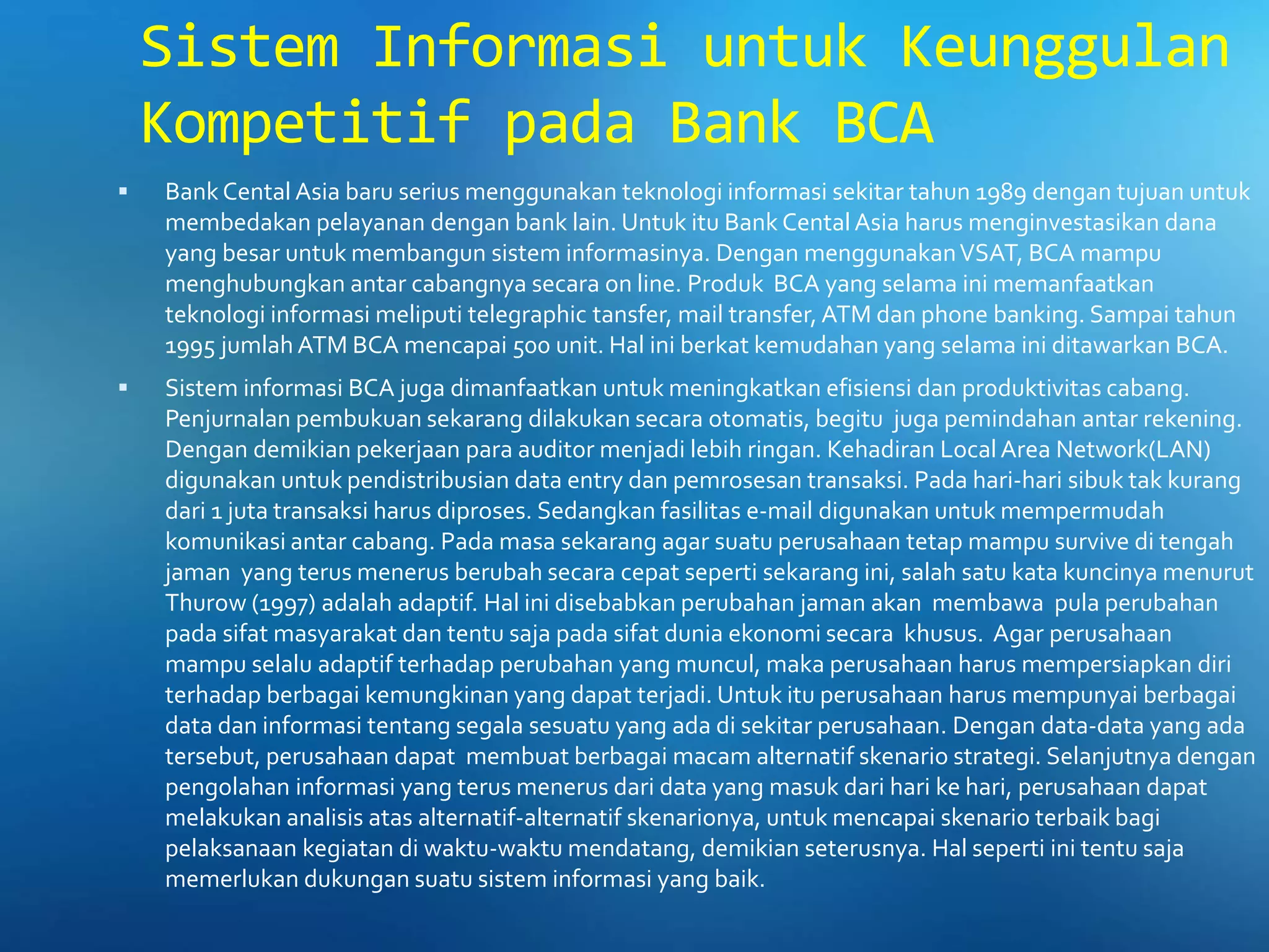 PPT UAS SIM, Angga Ali Praja, Hapzi Ali, Analisis Sistem Informasi pada PT. BCA, Universitas ...