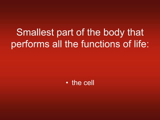 PPT Cells, Tissues, Organs, and System in Living Organism | PDF