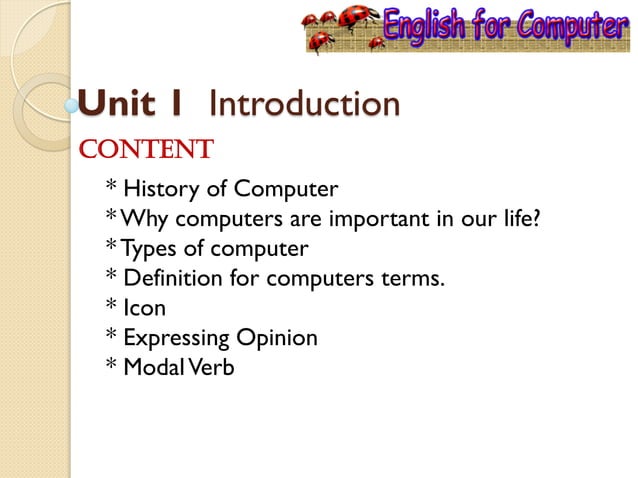 English for Computer Unit 1 Introduction | PDF | Operating Systems | Computer Software and ...