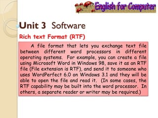 English for Computer unit 3 Software | PPT