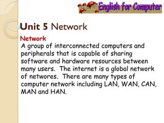 English for Computer Unit 5 Network | PPT