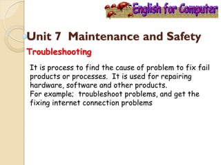 English for Computer Unit 7 Maintenance and Safety | PDF | IT and ...