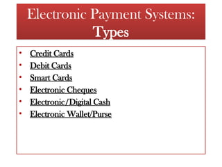 PPT Unit VII E-Payment Systems.pptx..... | PPT
