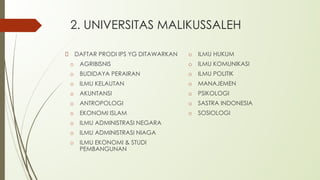 PPT UNIVERSITAS / PTN DI SUMATERA JAWA | PDF