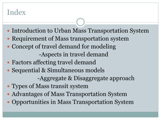 Urban Transportation system - mass transit system | PPTX
