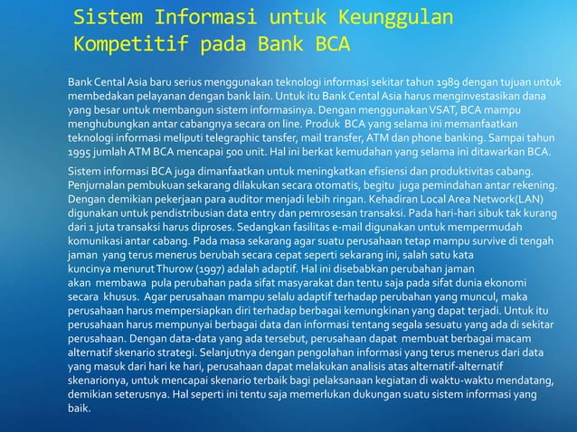 PPT UTS SIM, Angga Ali Praja, Hapzi Ali, Implementasi Sistem Informasi pada PT. BCA, Universitas ...