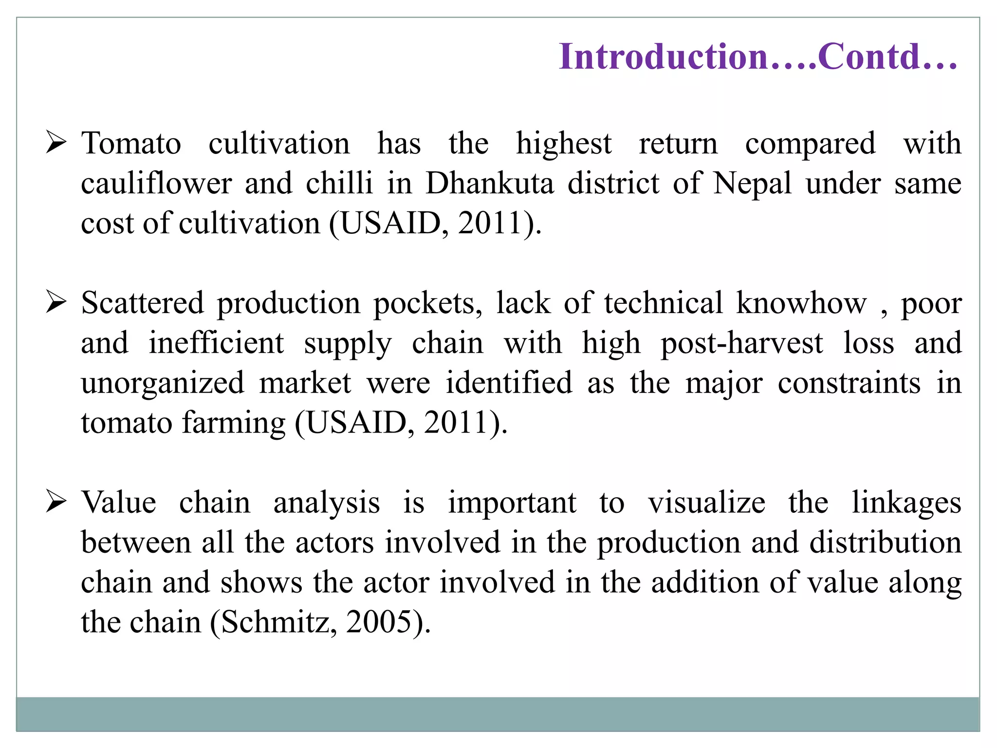 Value chain analysis of tomato sub-sector in lamjung district, Nepal | PPTX