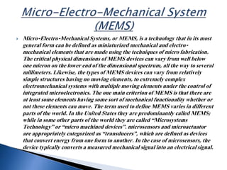 Micro Electro-mechanical system | PPTX