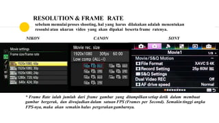 Materi dasar videografi untuk pemula dan format video | PPTX