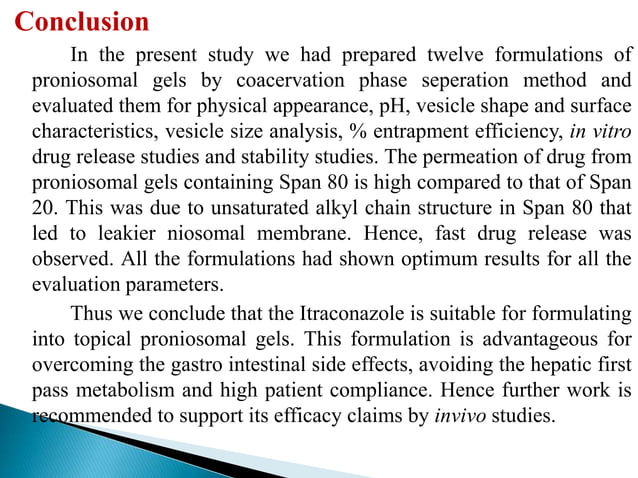 Formulation and Evaluation of Topical Proniosomal Gel of an Antifungal ...