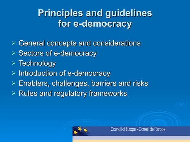 The Council of Europe and e-democracy | PPT