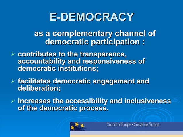 The Council of Europe and e-democracy | PPT