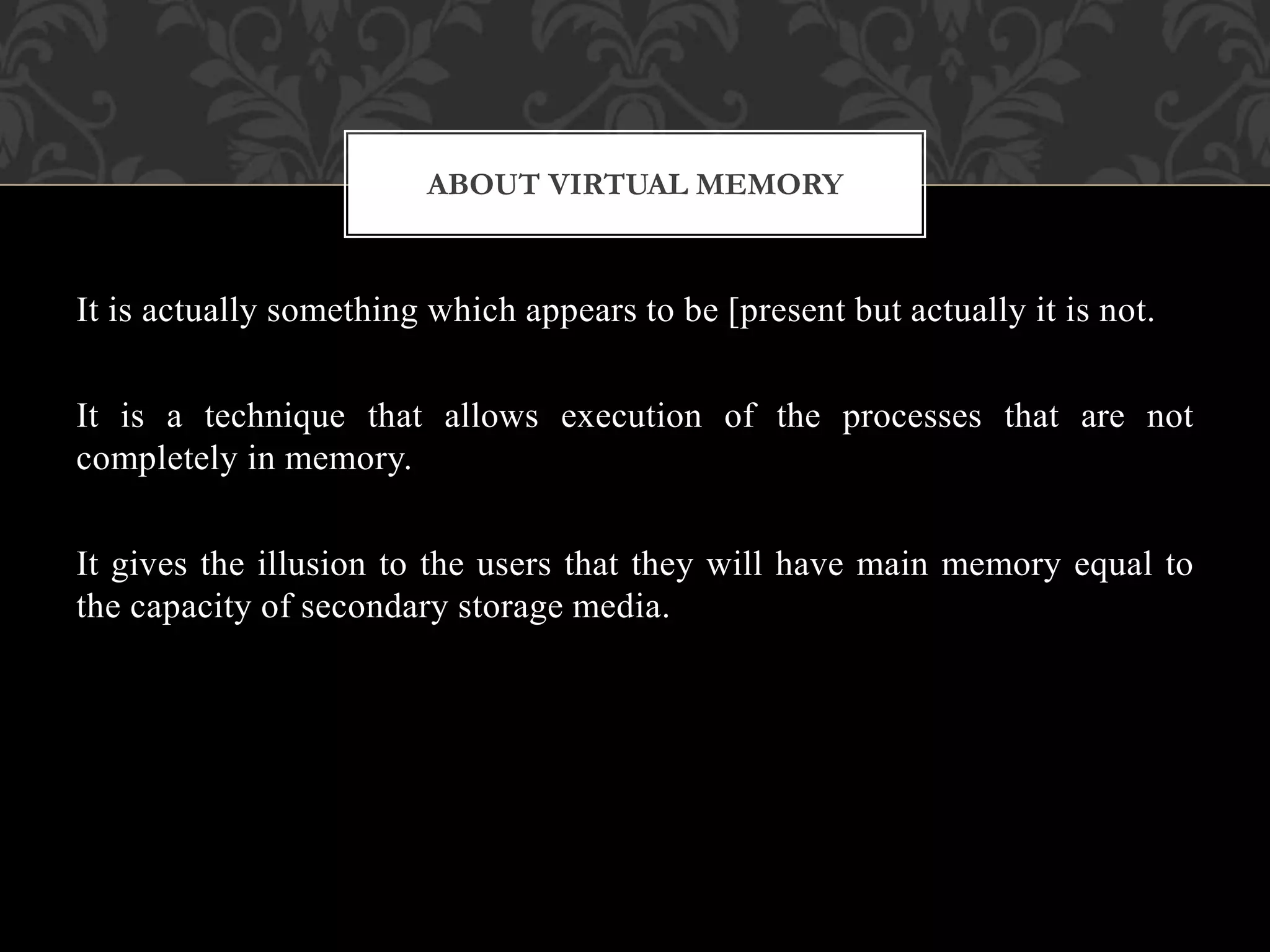 Presentation on Virtual Memory concepts in computer | PPT | Free Download