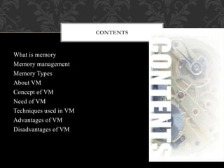 Presentation on Virtual Memory concepts in computer | PPT