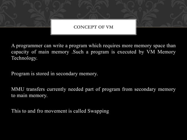 Presentation on Virtual Memory concepts in computer | PPT | Free Download